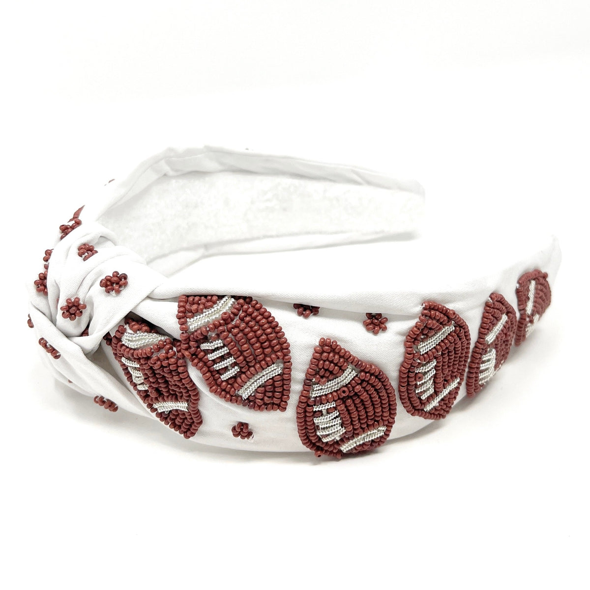 Football Knotted Headband, Embellished Headband, Football Beaded Headband