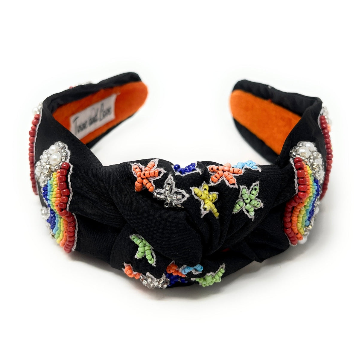 Rainbow Beaded Knot Headband, Embellished Headband, Handmade Headbands