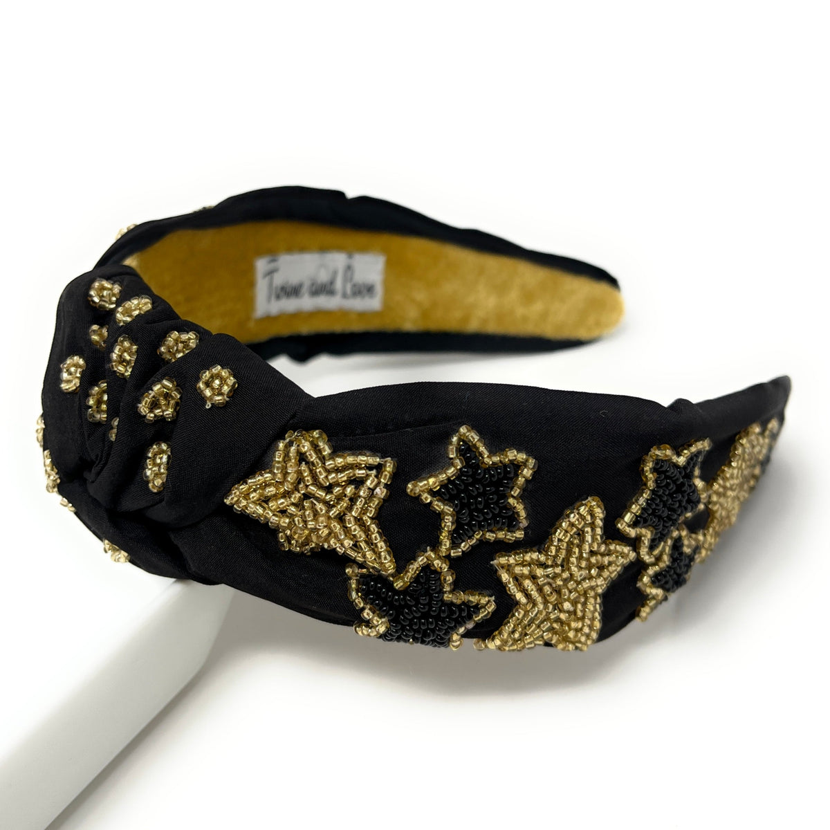 Gold Black Stars Beaded Knot Headband | Twine and Love Embellished ...