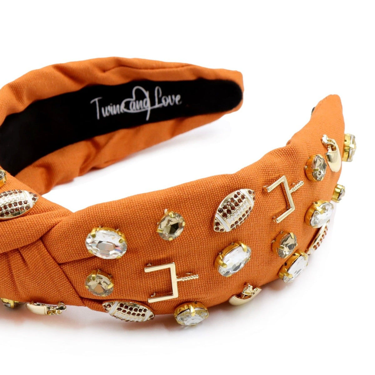 Football Jeweled Knot Headband, Embellished Knot Headband, Custom Headbands