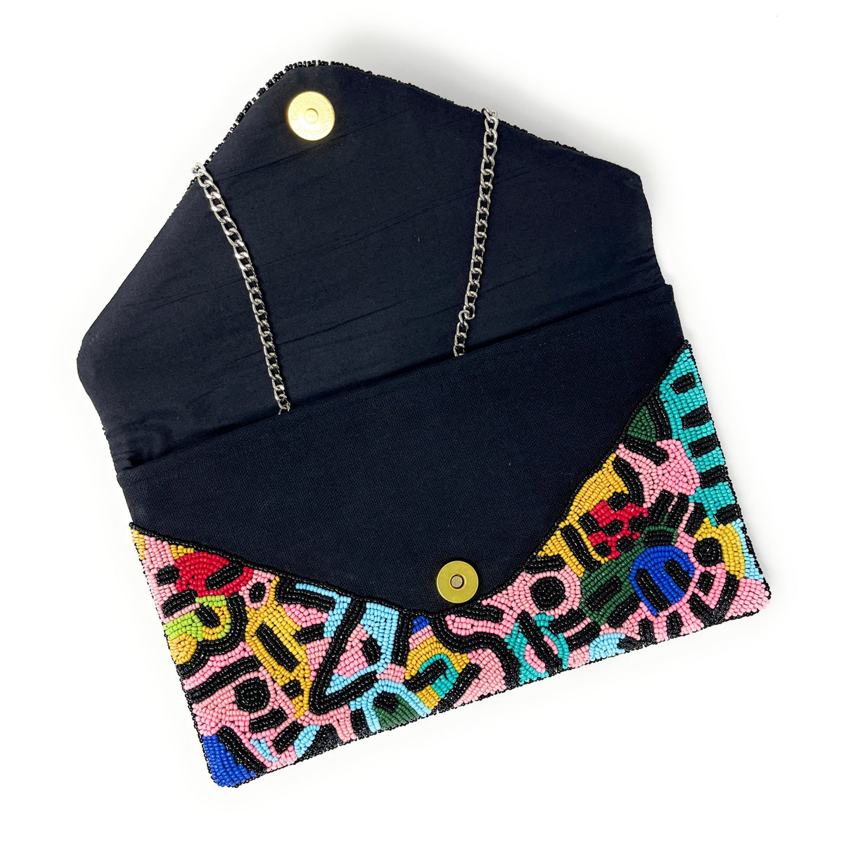 Hand Beaded Multicolor Clutch, Seed Bead Clutch Bag, Multi Beaded Clutch