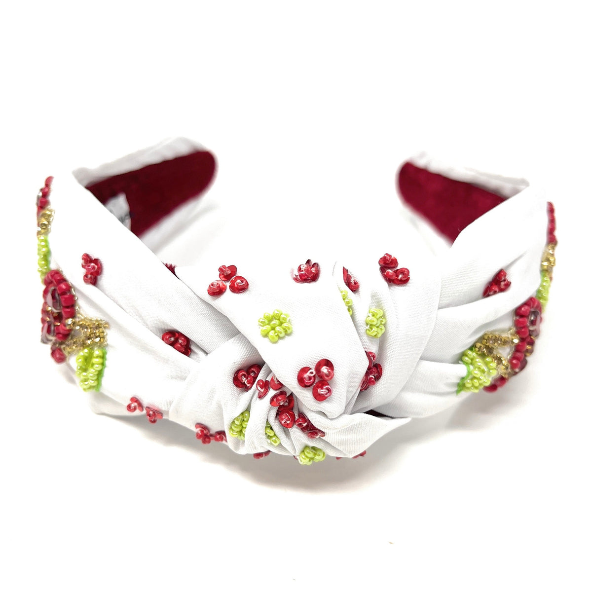 Cherry Beaded Knot Headband, Hand Bead Knot Headband, Handmade Headbands