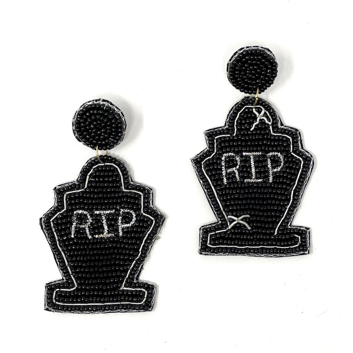 Twine and Love Halloween Custom Earrings, RIP Beaded Earrings, Black ...