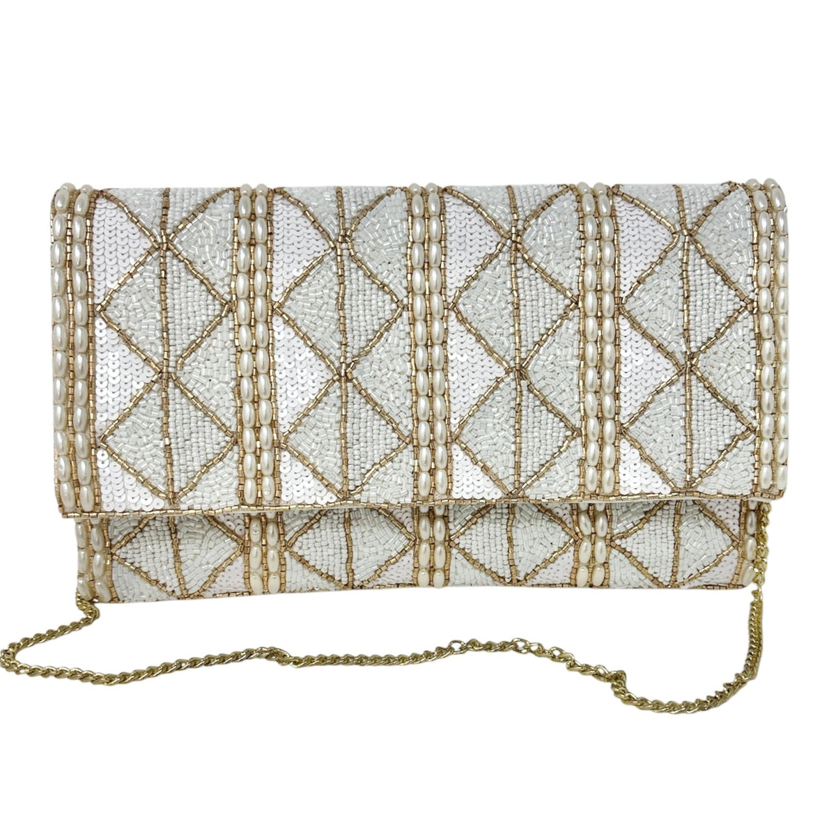 Twine and Love | Hand Beaded Ivory Clutch Purse | Handcrafted Accessories
