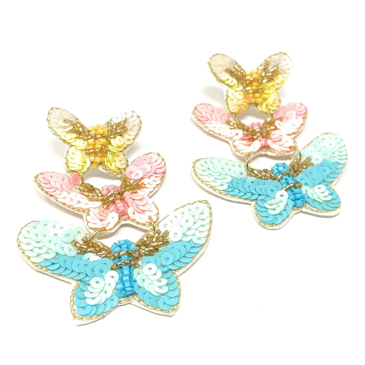 Twine and Love | Pastel Butterfly Beaded Earrings | Handcrafted Earrings