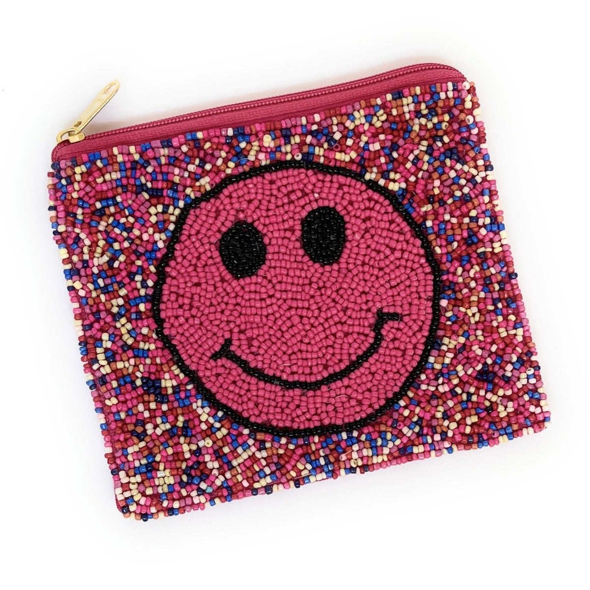 Twine and Love | Smiley Face Beaded Pouch Purse, Handcrafted Accessories